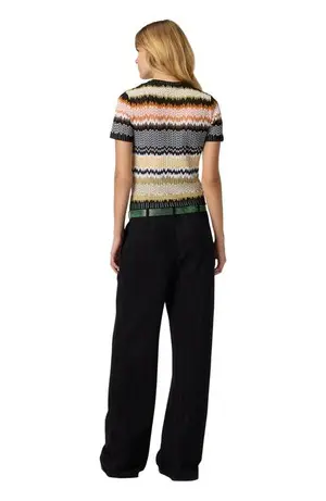 Missoni Short Sleeve Crew Neck Chevron Sweater