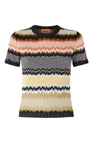 Missoni Short Sleeve Crew Neck Chevron Sweater