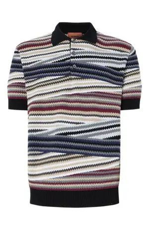 Missoni Short Sleeve Polo With Buttons And Striped Zigzag Pattern - Multicoloured