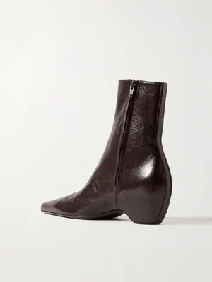 Khaite Sybil Glossed-leather Ankle Boots - Burgundy