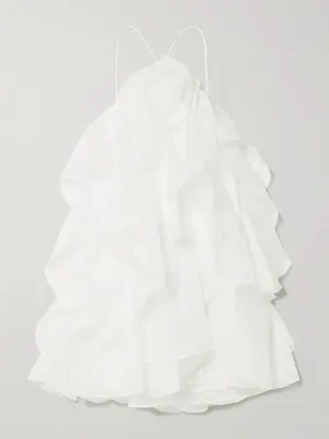 Aje Pandorea Appliquéd Ruffled Layered Chiffon Mini Dress