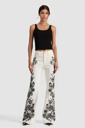 Alice + Olivia Embroidered Flare Jeans
