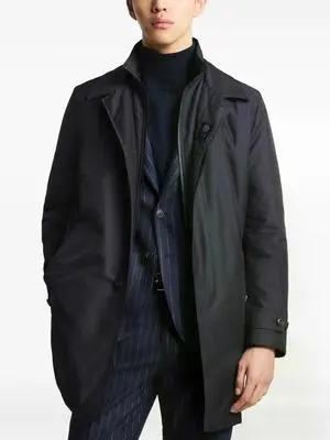 FAY Collared Zip-up Coat - Black
