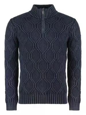 MOORER Cable-knit Half-zip Pullover