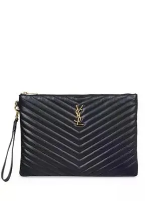 Saint Laurent Quilted Monogram Clutch
