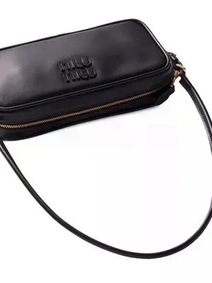 Miu Miu Leather Logo Detail Mini Bag - Black