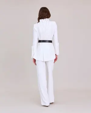 Anne Fontaine Tailored Jacket With Silver Buttons - White