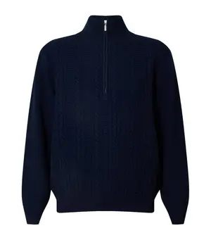 A.p.c. Wool Cable-knit Quarter Zip Sweater