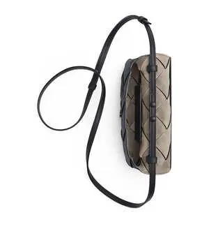 Bottega Veneta Leather Intreccio Cross-body Pouch - Grey