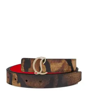CHRISTIAN LOUBOUTIN Loubi54 Leather Reversible Belt Brown