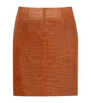 Saint Laurent Leather Croc-embossed Mini Pencil Skirt