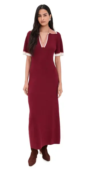 LE BOP Boucle Polo Maxi Dress - Cabernet