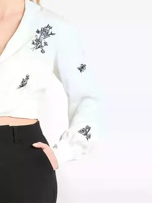 Cinq À Sept Floral-embroidered Tie-front Top