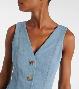 Veronica Beard Lou Pleated Denim Midi Dress
