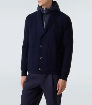 Herno Wool And Technical Cardigan - Blue