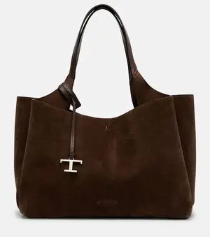 TOD'S Leather Suede Tote Bag - Brown