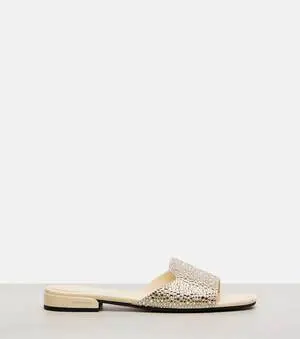 JIMMY CHOO Dina Embellished Satin Slides