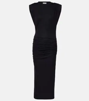 MARANT ETOILE Donna Draped Jersey Midi Dress - Black