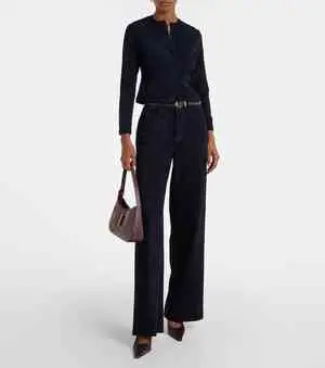 Stouls Mytheo High-rise Wide-leg Suede Pants - Blue