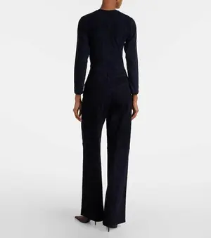 Stouls Mytheo High-rise Wide-leg Suede Pants - Blue