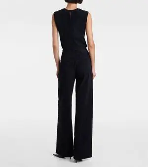 Stouls Mytheo High-rise Wide-leg Suede Pants - Blue