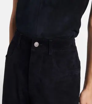 Stouls Mytheo High-rise Wide-leg Suede Pants - Blue