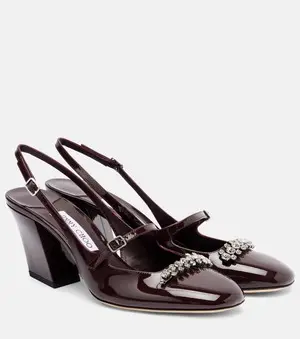 JIMMY CHOO Belinda 70 Patent Leather Slingback Pumps - Burgundy