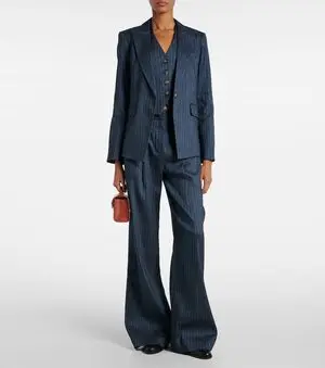 Veronica Beard Arabella Pinstripe Linen-blend Vest - Blue