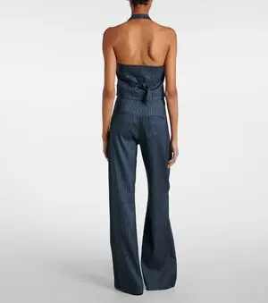 Veronica Beard Arabella Pinstripe Linen-blend Vest - Blue