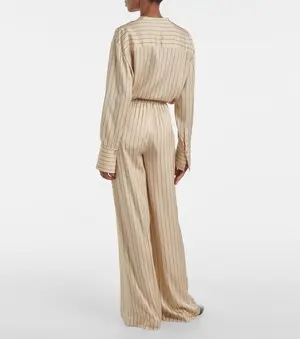 JOSEPH Hulin Silk-blend Wide-leg Pants - Beige