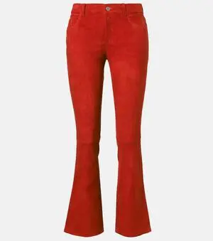 Stouls Dean 22 Low-rise Flare Suede Pants - Red