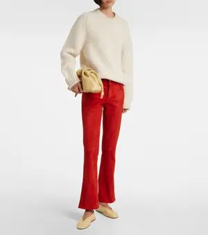 Stouls Dean 22 Low-rise Flare Suede Pants