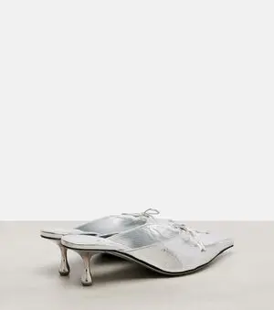 JIMMY CHOO Scarlett 50 Metallic Leather Mules - Silver