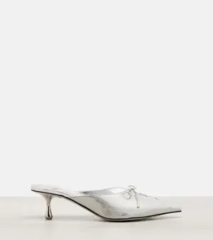 JIMMY CHOO Scarlett 50 Metallic Leather Mules - Silver