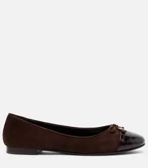 Tory Burch Cap Toe Croc-effect Suede Ballet Flats
