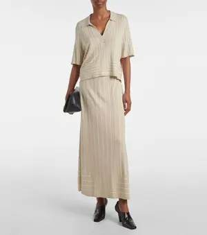 JOSEPH Striped Cotton And Silk Maxi Skirt