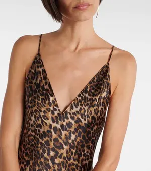 NILI LOTAN Ira Leopard-print Silk Gown - Brown