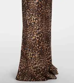 NILI LOTAN Ira Leopard-print Silk Gown - Brown