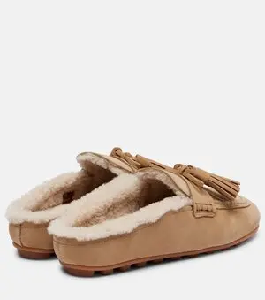Hogan H693 Shearling-lined Leather Mules