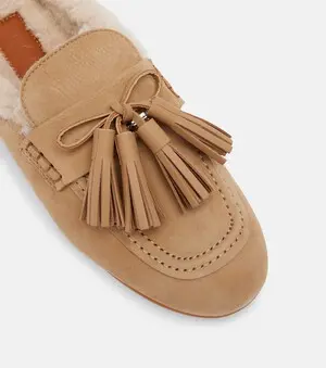 Hogan H693 Shearling-lined Leather Mules