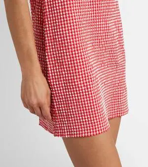 Hunza G Gingham Seersucker Halterneck Mini Dress - Red