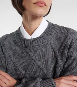 JIL SANDER Cable-knit Virgin Wool Sweater - Grey