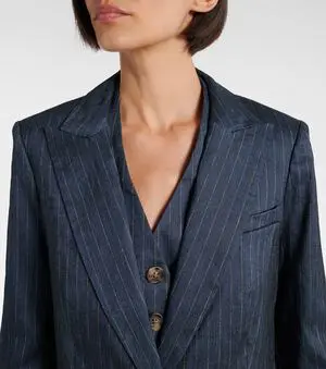 Veronica Beard Obie Pinstripe Linen-blend Blazer