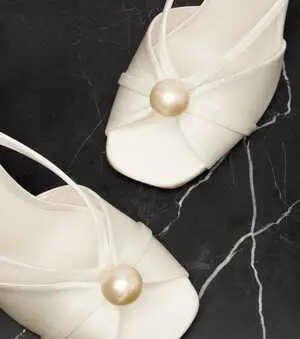 JIMMY CHOO Siva 95 Embellished Satin Sandals - White