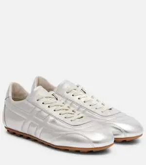 Hogan Olympia Metallic Leather Sneakers - Silver