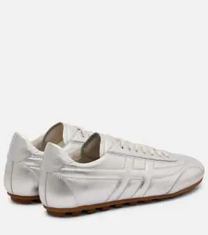 Hogan Olympia Metallic Leather Sneakers - Silver