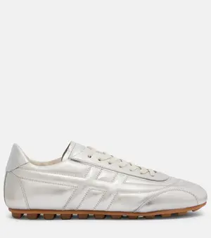 Hogan Olympia Metallic Leather Sneakers - Silver