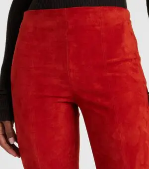 Stouls Gege High-rise Flare Suede Pants - Red