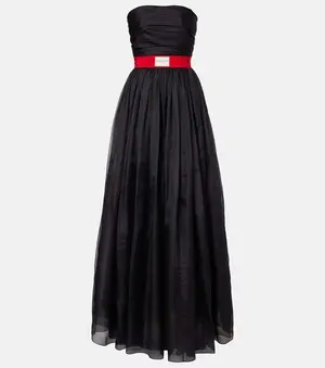 Givenchy Belted Silk Organza Bustier Gown