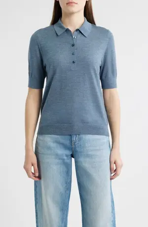 BOSS Virgin Wool Polo Sweater - Tanzanite
